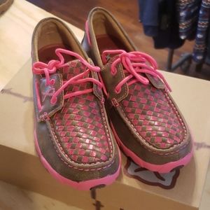 Twisted X | Shoes | Pink Basket Weave Driving Moc | Poshmark